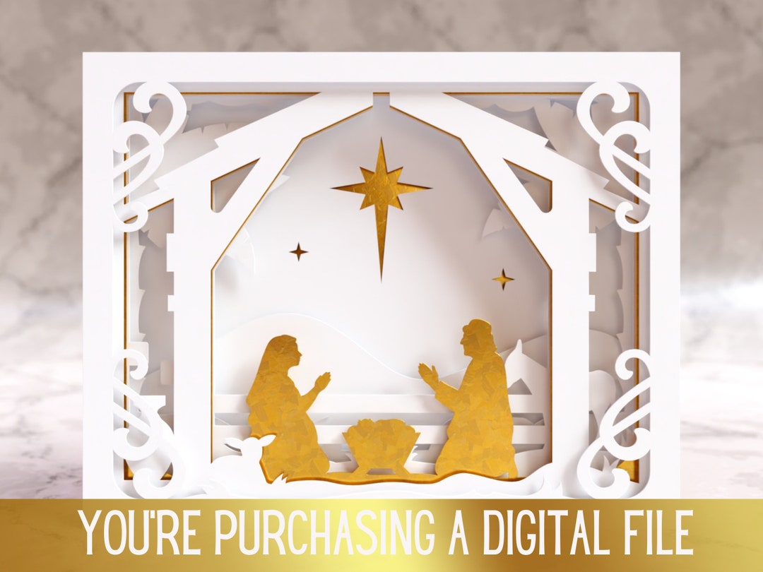 Nativity Scene 3D Layered Box Svg Bundle Nativity 3D Laser File ...