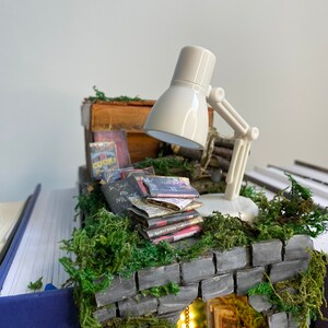 Library Book Nook Diorama Miniatures Bookshelf Insert Miniature Library ...