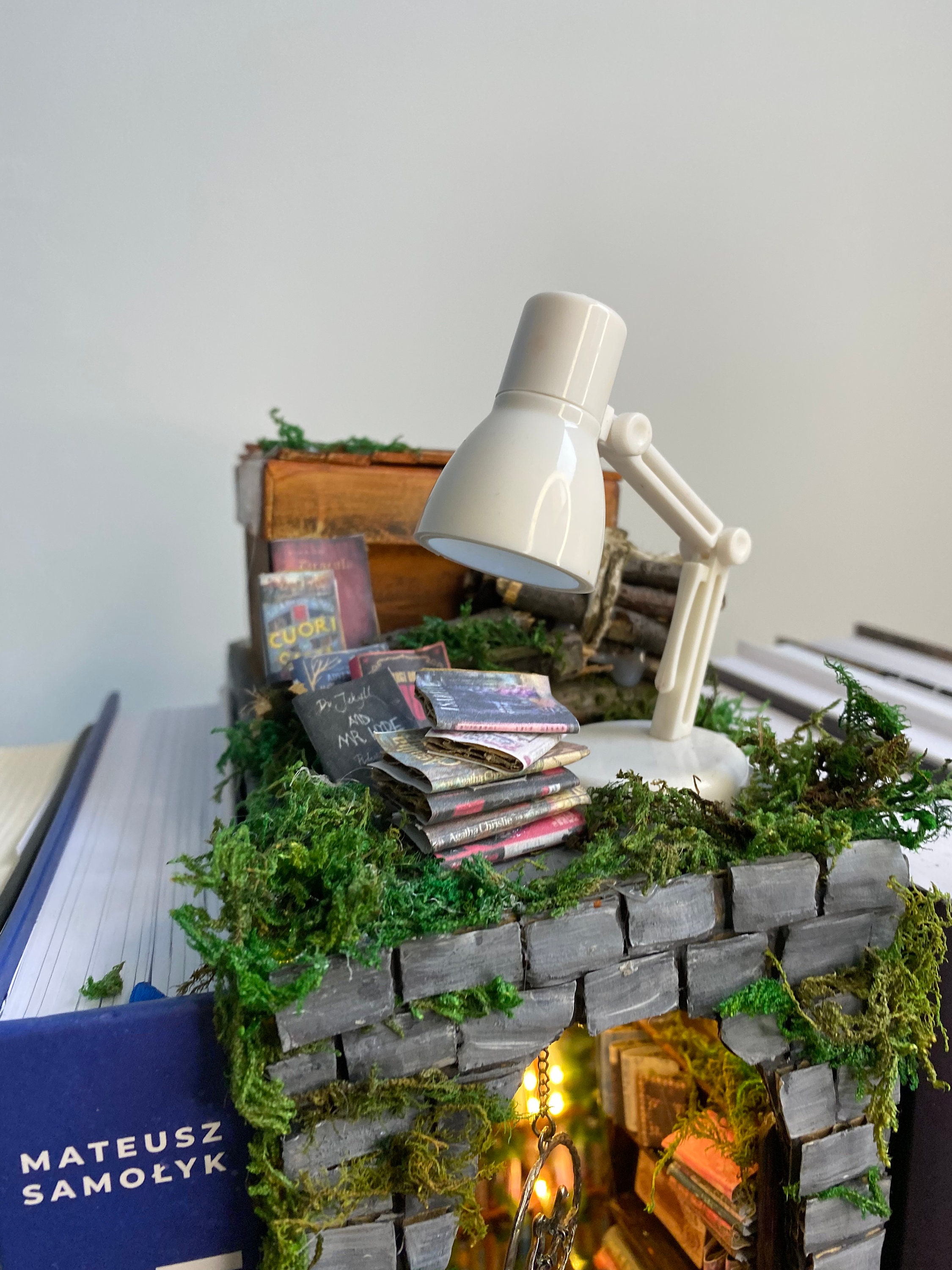 Library Book Nook Diorama Miniatures Bookshelf Insert Miniature Library ...