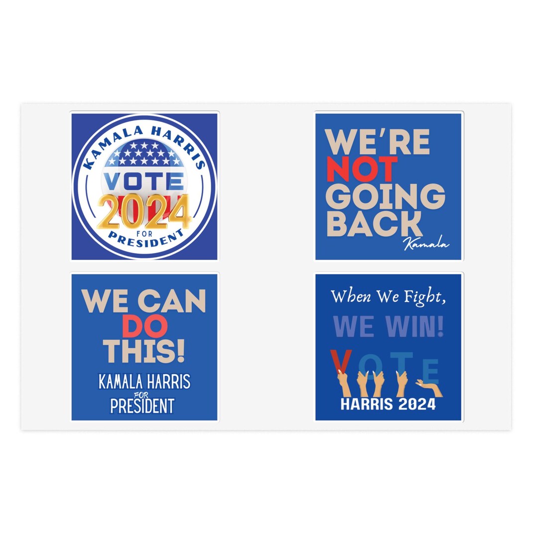 We're Not Going Back Vote Kamala Harris 2024 Sticker Sheets 4 Variety ...