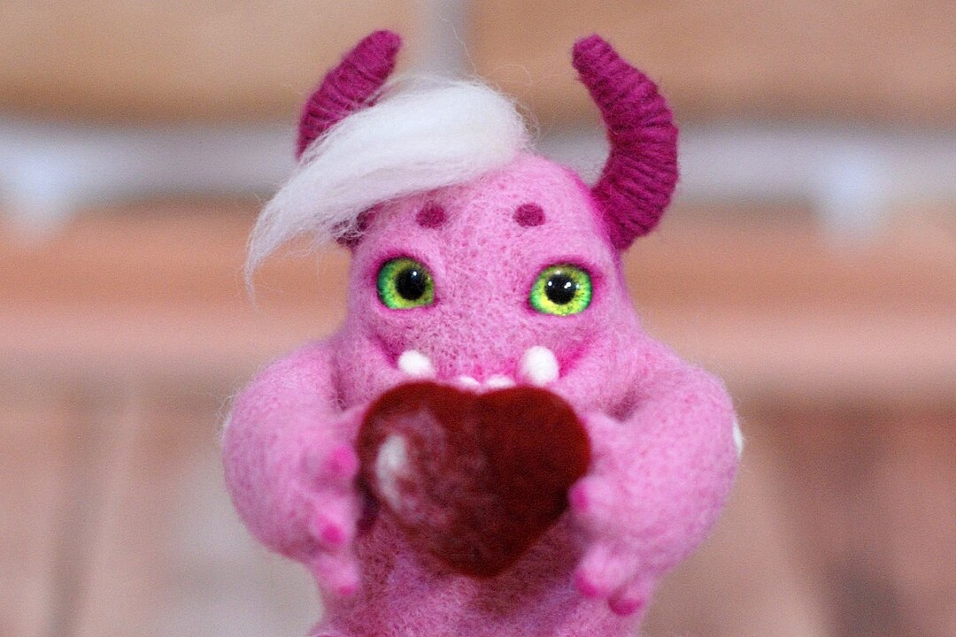 Valentine Pink Monster Burgundy Heart - Etsy