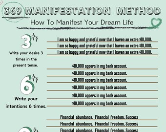 369 Manifestation Method Worksheet Printable Instant Download - Etsy