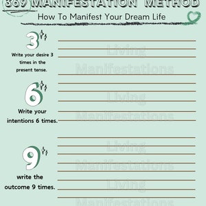 369 Manifestation Method Worksheet | Instant Download | Printable - Etsy