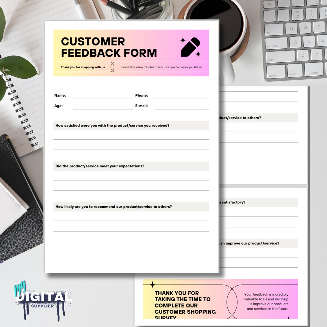 Instant Download a Customer Feedback Form Template - Etsy