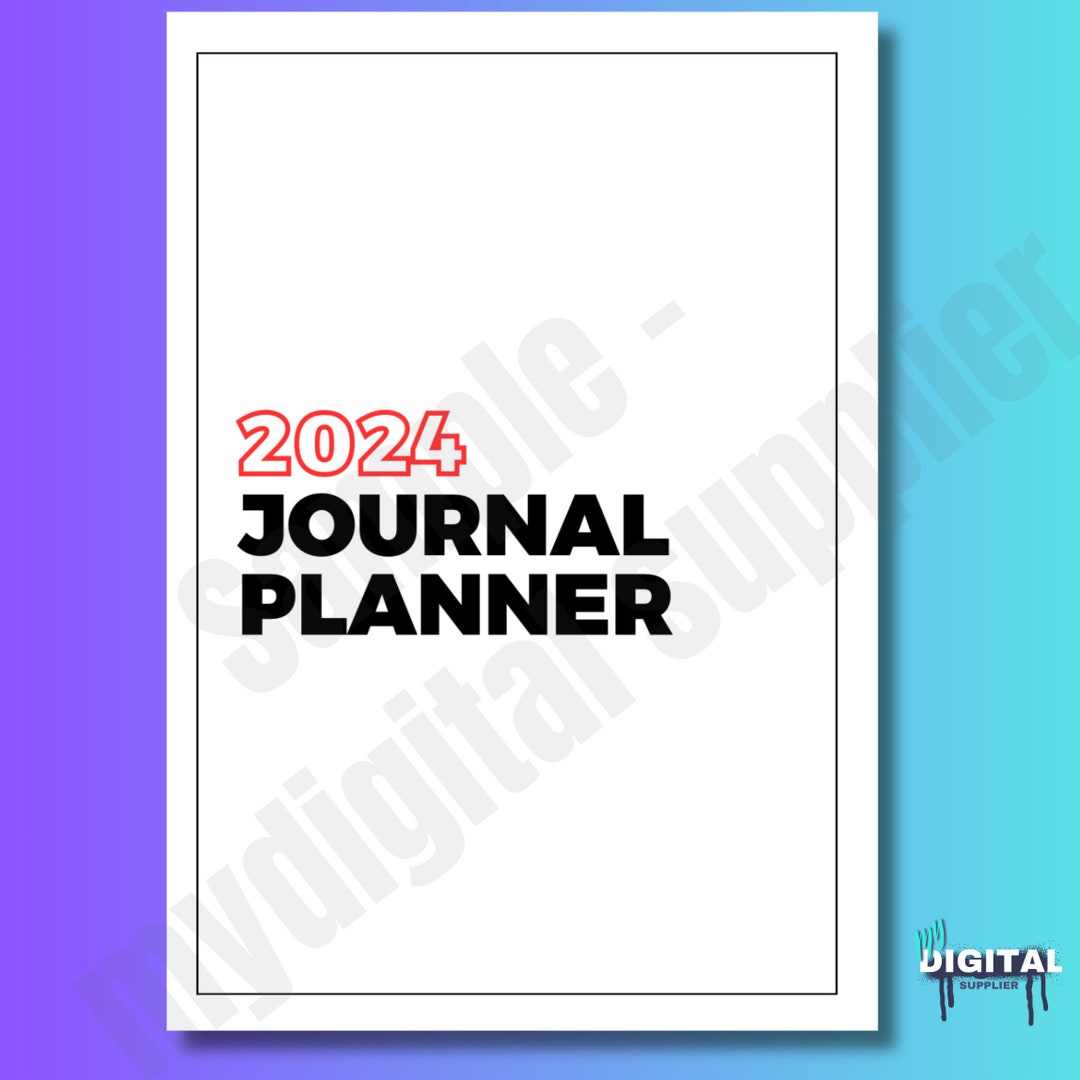 Instant Download- Simple 2024 Journal Planner Black and White Financial ...