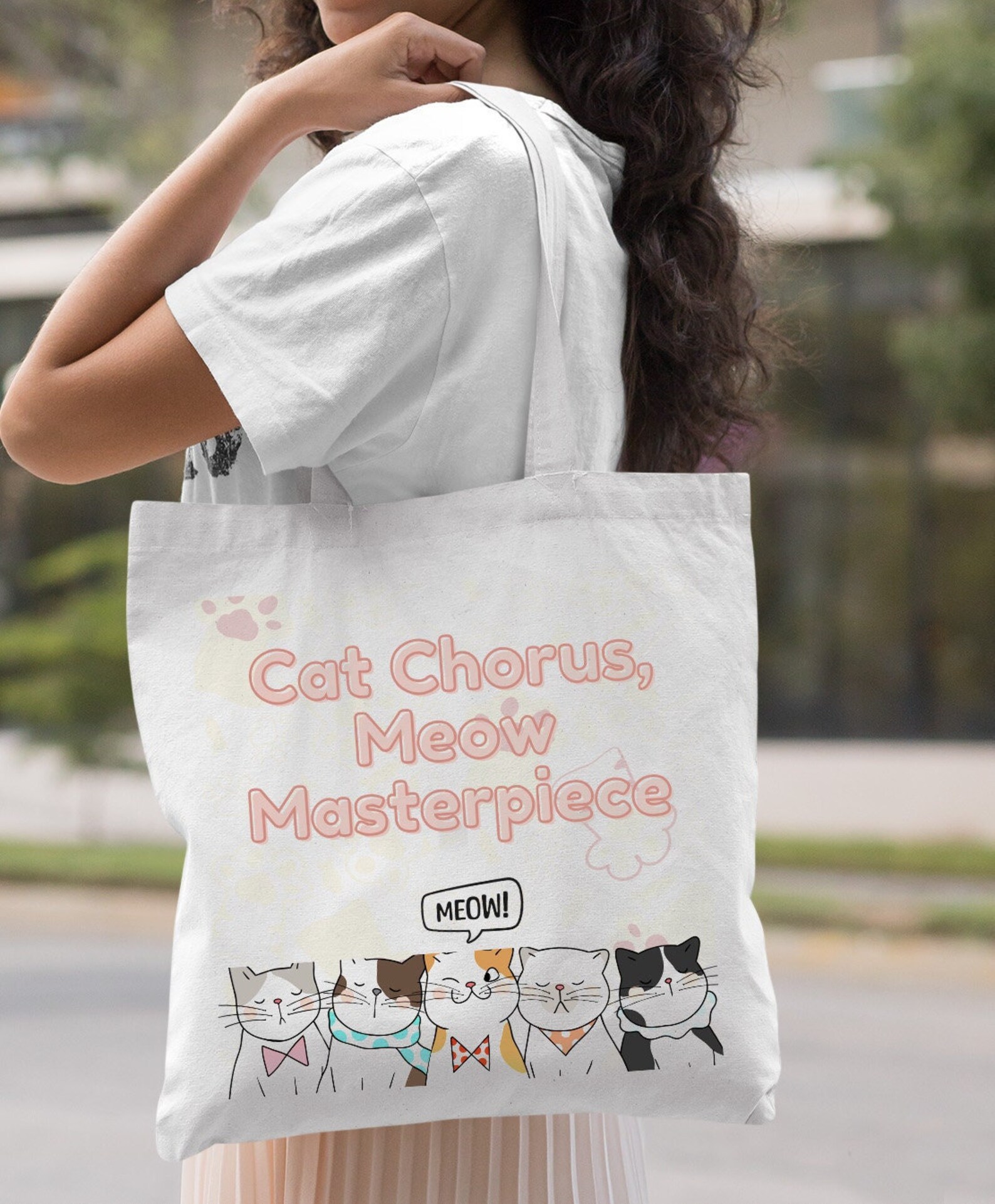 Tote Bag Cat Mottos Tote Bag With Mottos Celebration Bag Cotton Party ...