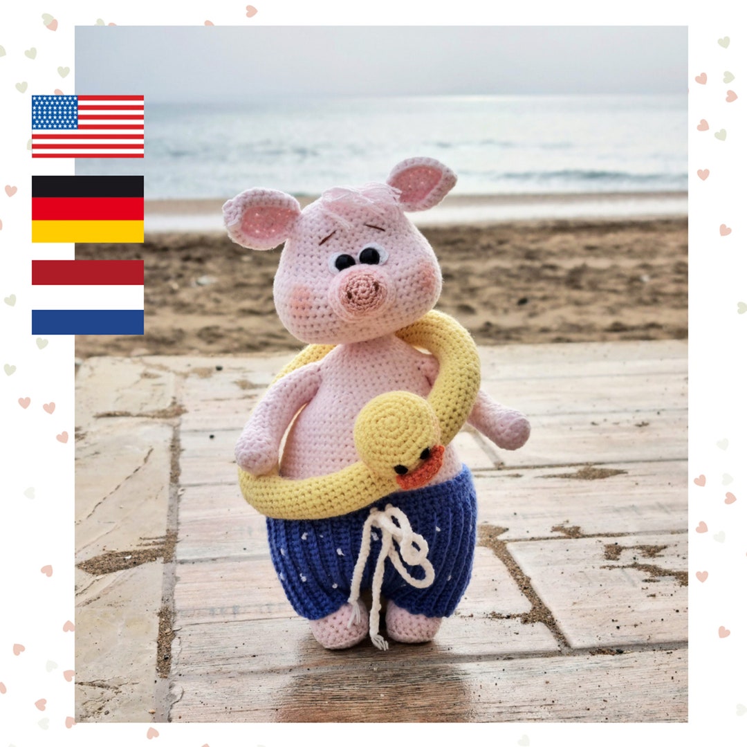 Crochet Piggy Pattern - Crochet Animal Toy - Amigurumi Pattern ...
