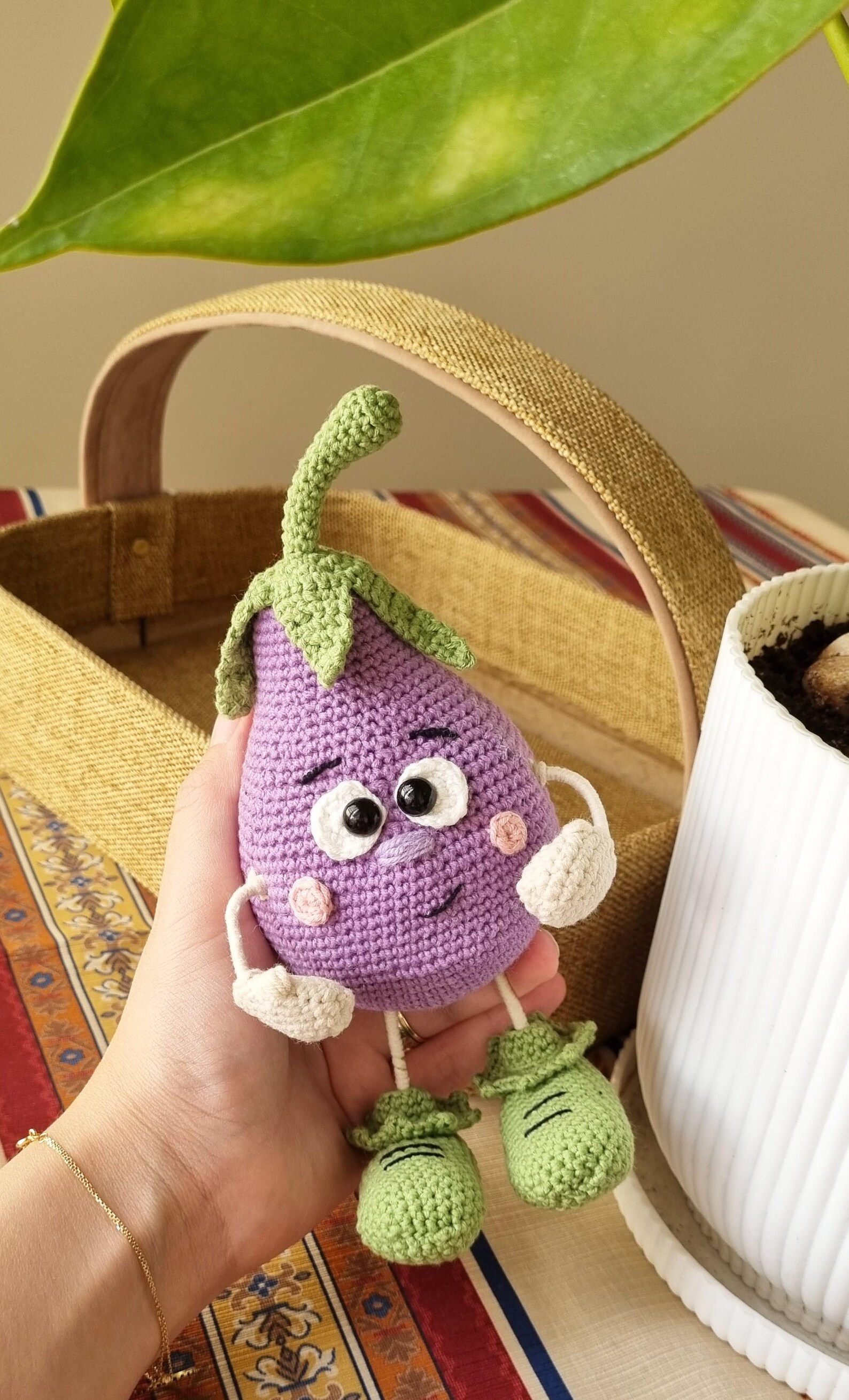Crochet EGGPLANT Doll Pattern: Amigurumi Vegetable Toy (PDF English ...