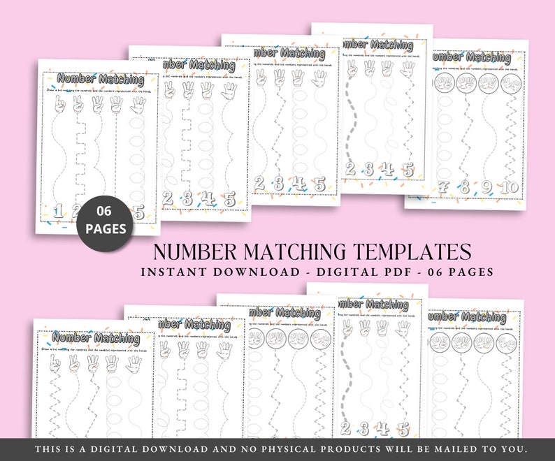 Printable Number Matching Template Counting Activity - Etsy