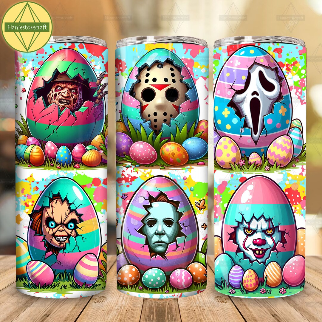 Horror Movie Chilling With My Peeps Tumbler Wrap, Funny Easter Bunny ...