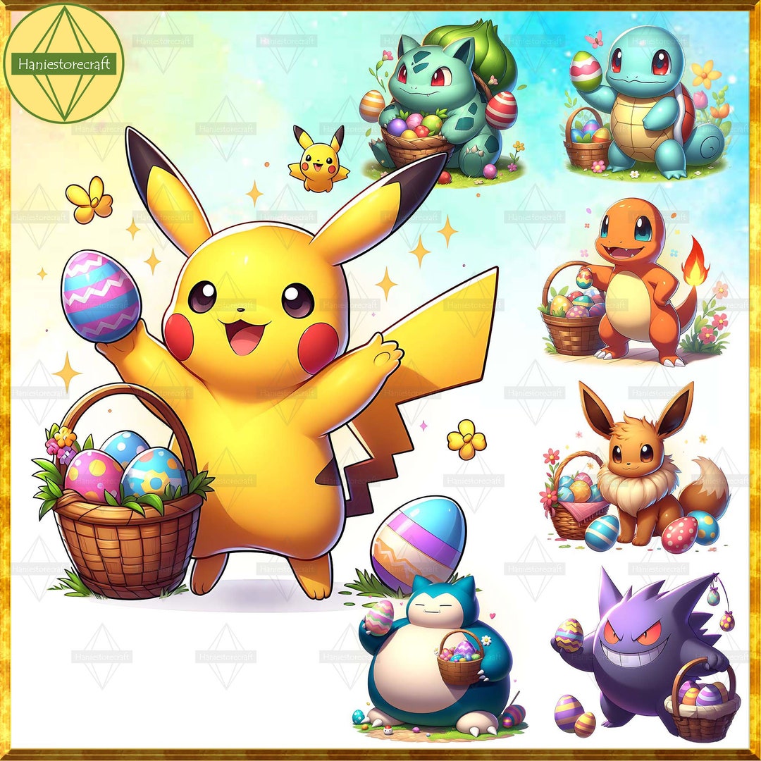 6 Funny Easter Anime Character Png Bundle, Spring Easter Png, Happy ...