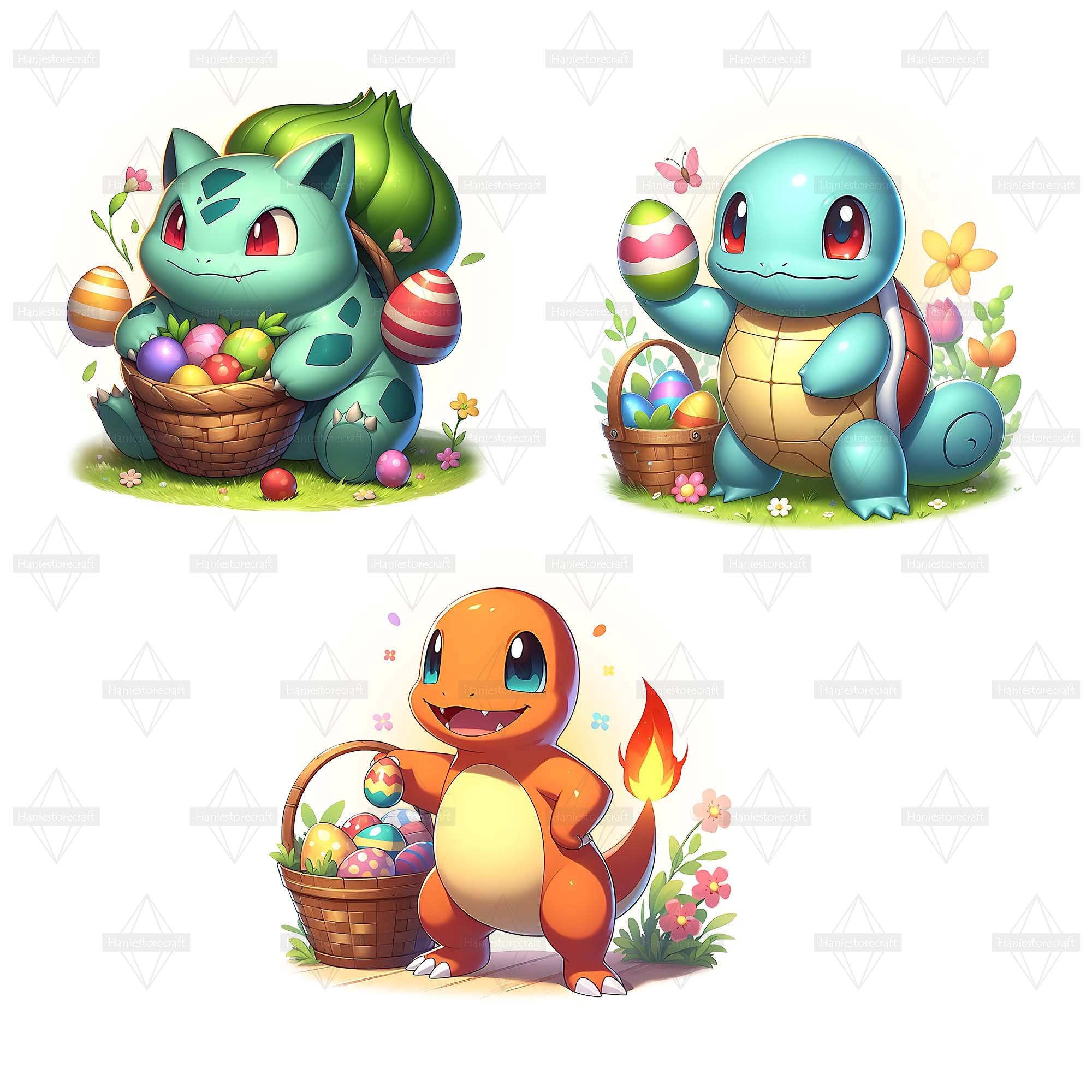 6 Funny Easter Anime Character Png Bundle, Spring Easter Png, Happy ...