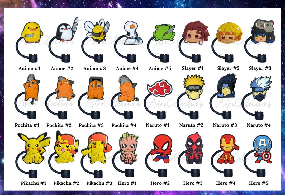 Straw Toppers | Stanley Straw Covers | Anime | Super Hero | Cartoon ...