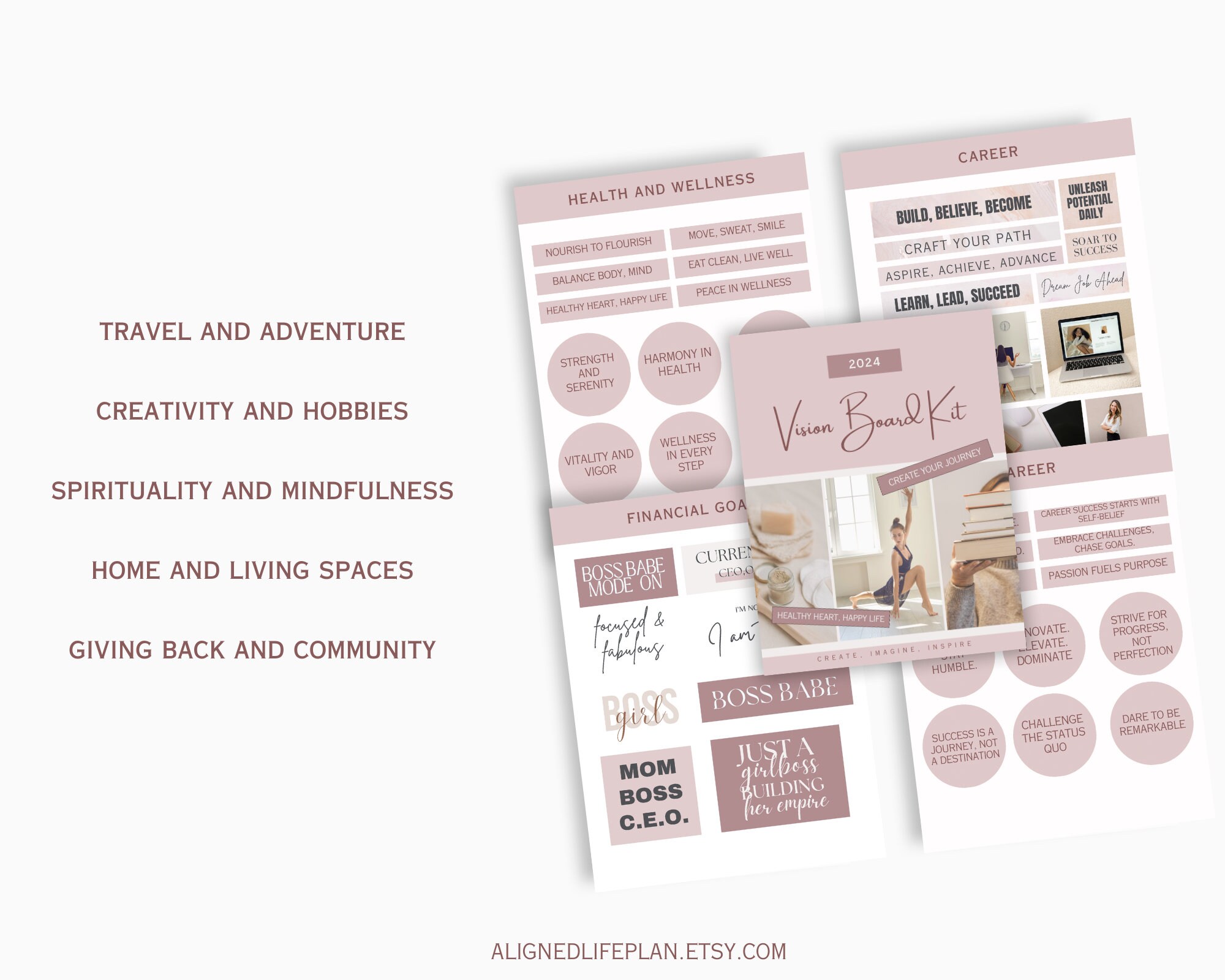 2024 Vision Board Kit Pink | Printable Vision Board Kit | Manifesting ...