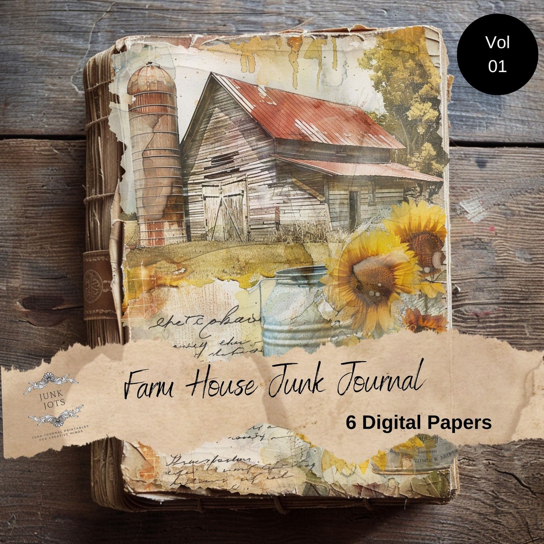Rustic Farmhouse 6 Junk Journal Pages. Printable Ephemera for Crafting ...