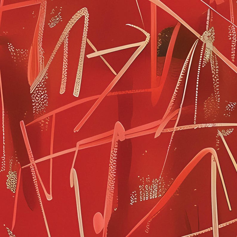 Red and Black Abstract Graffiti Art Print - Modern Home Decor (digital ...