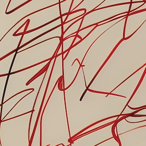 Minimalist Red & Black Line Art - Abstract Expressionist Scribble ...