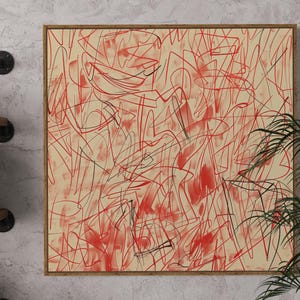 Abstract Red & Black Line Art - Musical Expressionist Graffiti Scribble ...
