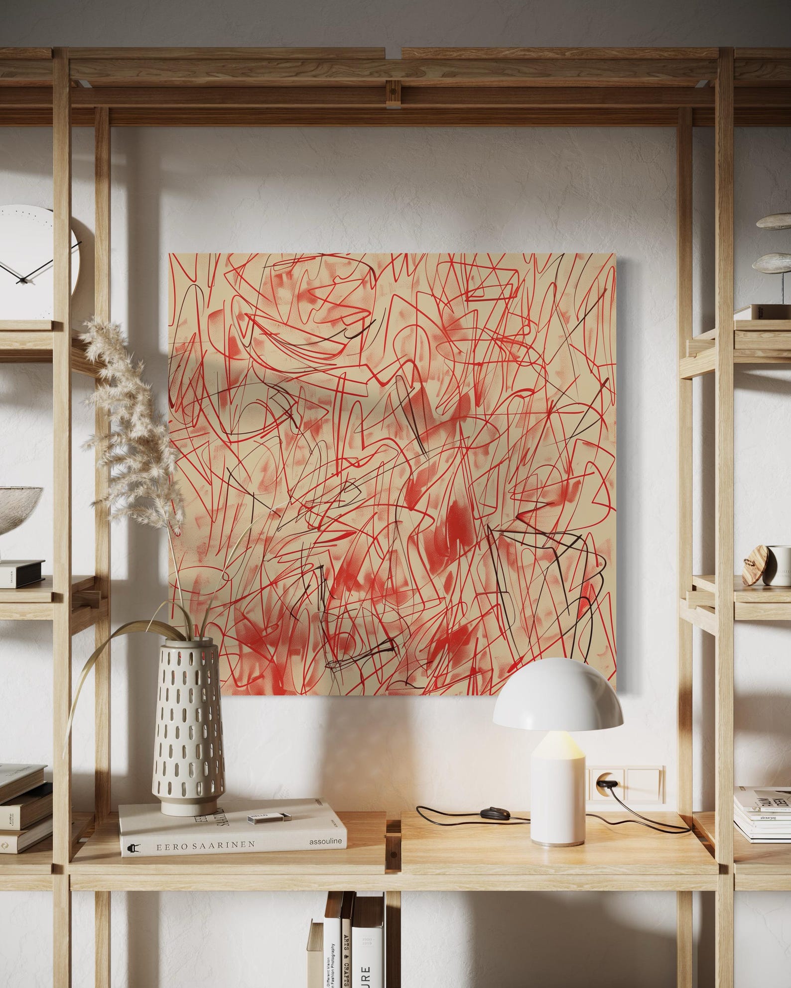 Abstract Red & Black Line Art - Musical Expressionist Graffiti Scribble ...