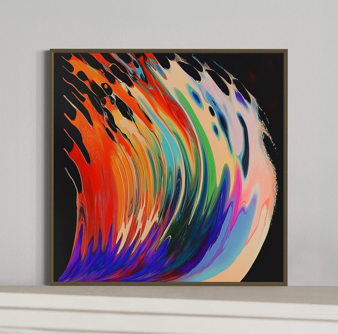 Colorful Abstract Fluid Art Print, Vibrant Modern Accent Wall Decor ...