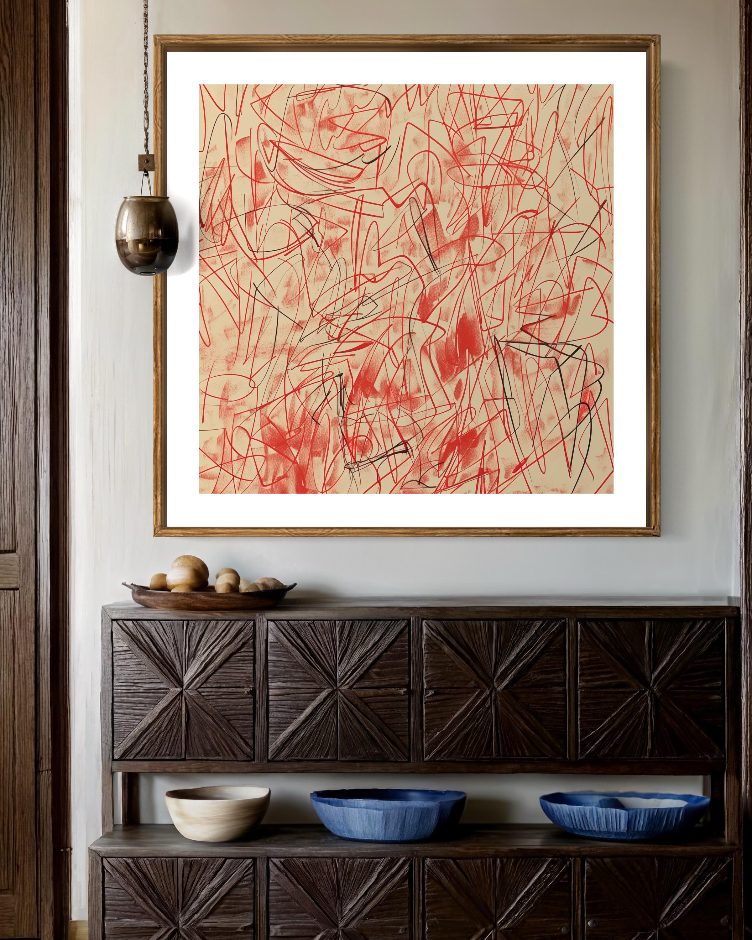Abstract Red & Black Line Art - Musical Expressionist Graffiti Scribble ...