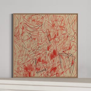 Abstract Red & Black Line Art - Musical Expressionist Graffiti Scribble ...