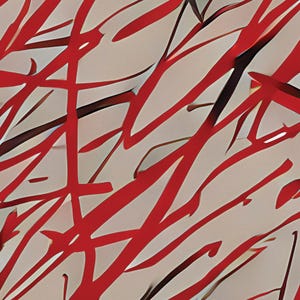 Abstract Red & Black Line Art - Modern Minimalist Graffiti Scribble ...