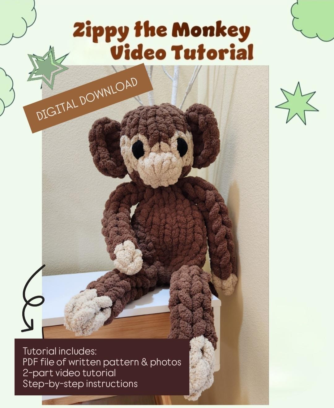 Video Tutorial Zippy Monkey Snuggler | Chunky Knit Snuggler | Animal ...