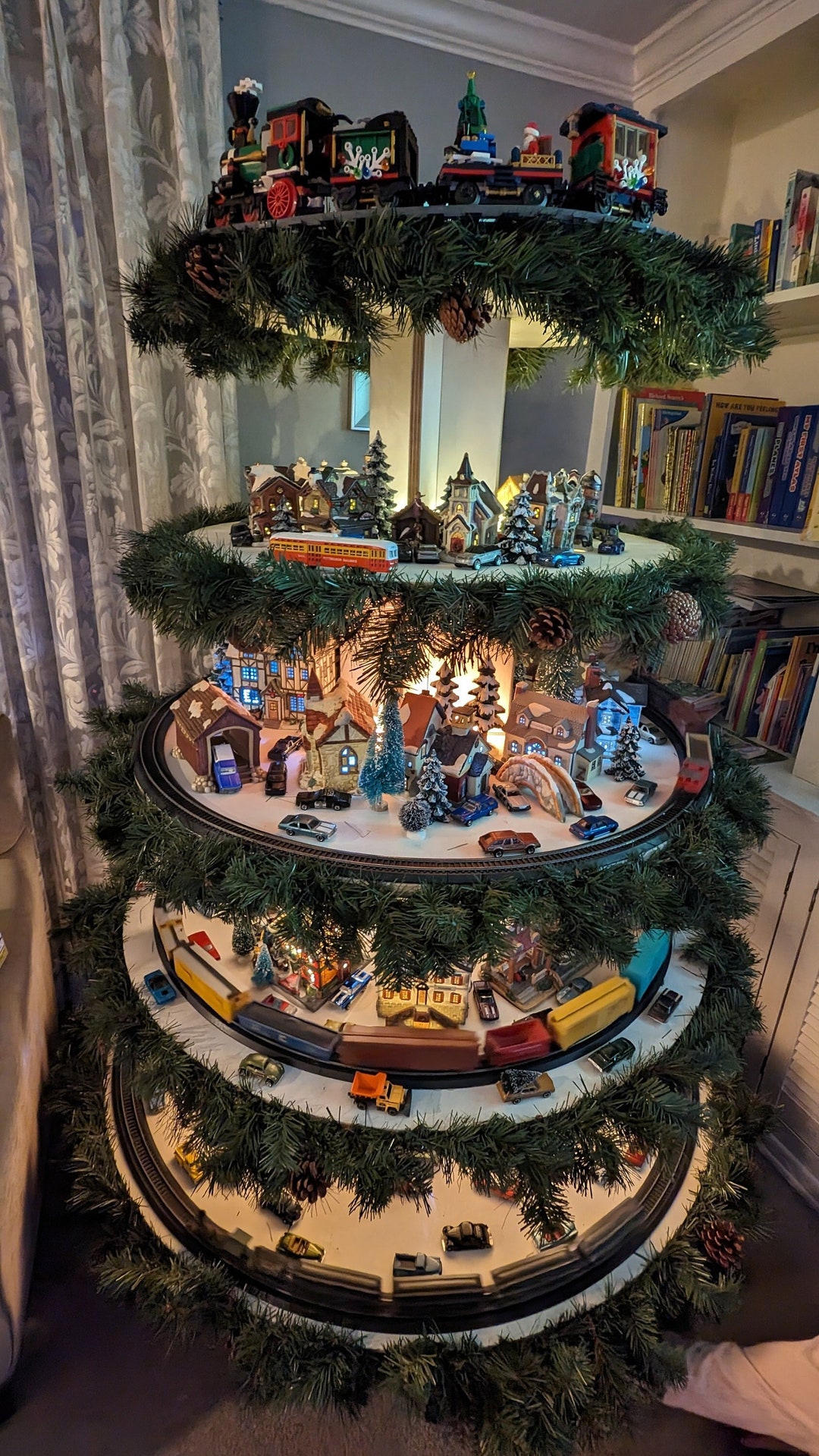 DIY Tiered Holiday Tree- Great for Trains or Christmas Village. Drawing ...