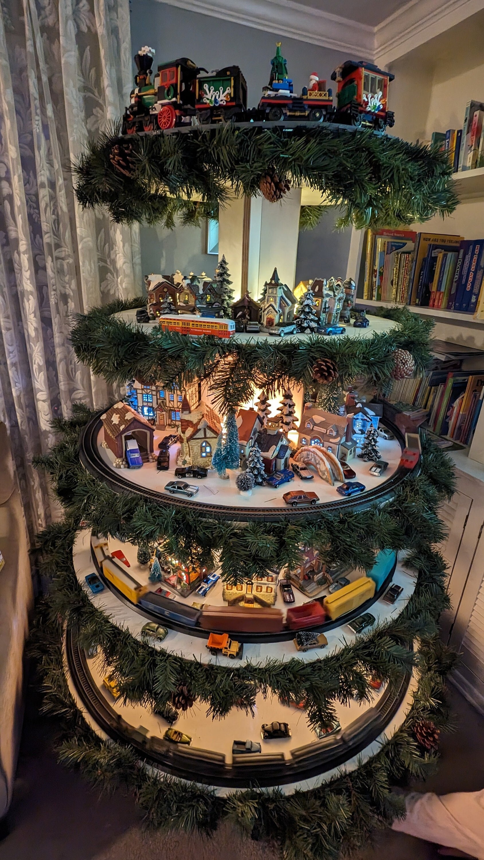 DIY Tiered Holiday Tree- Great for Trains or Christmas Village. Drawing ...