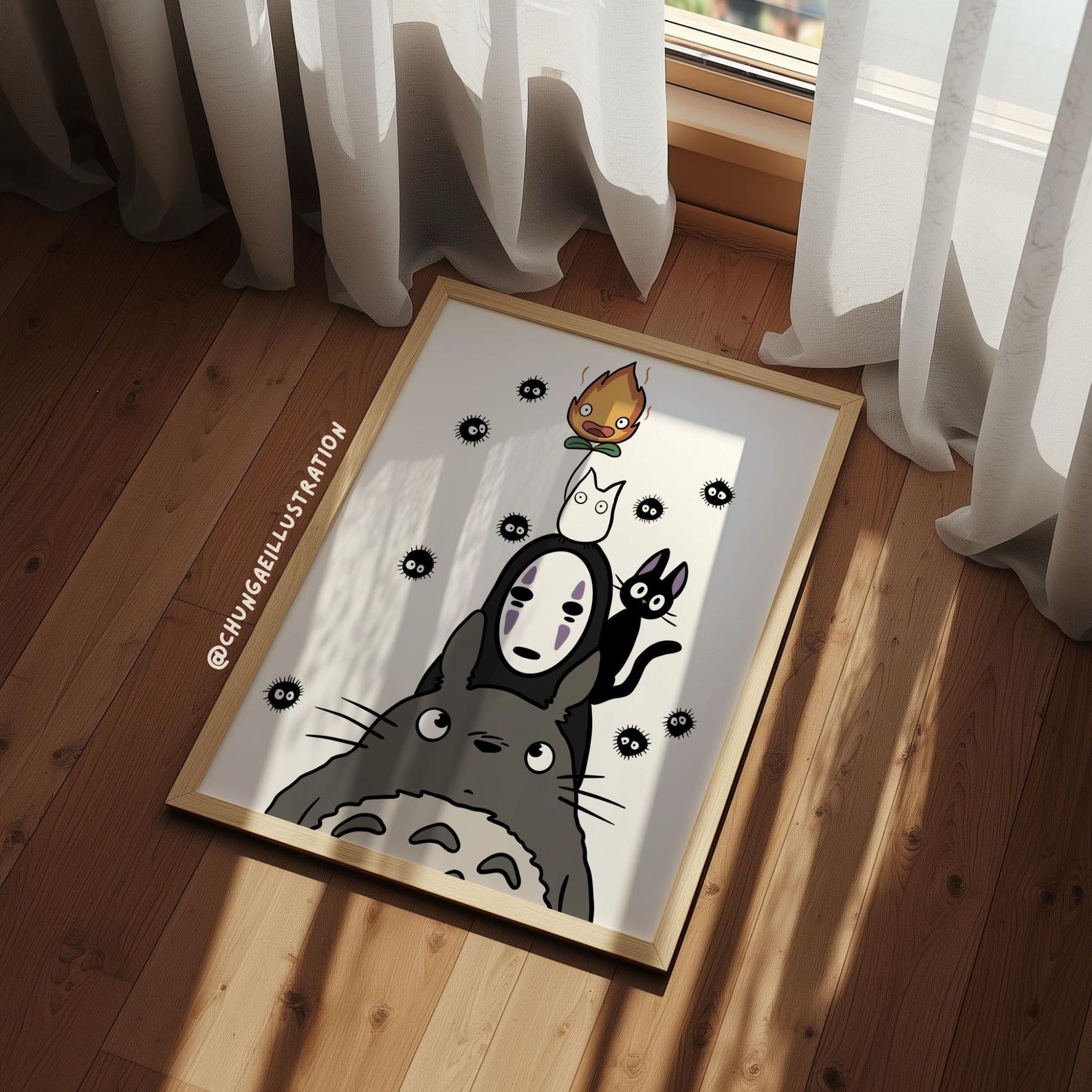 Totoro Art Print | Studio Ghibli Characters Illustration - Etsy