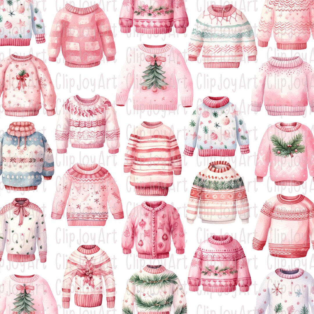 Clipjoyart Pink Christmas Sweaters Winter Holiday Wear Clip Art ...