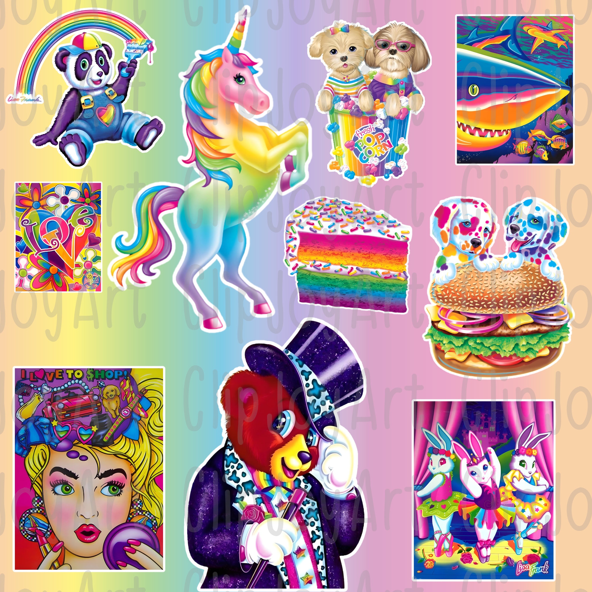 90s Nostalgia Rainbow PNG Bundle Lisa Frank Inspired Bright Vibrant ...