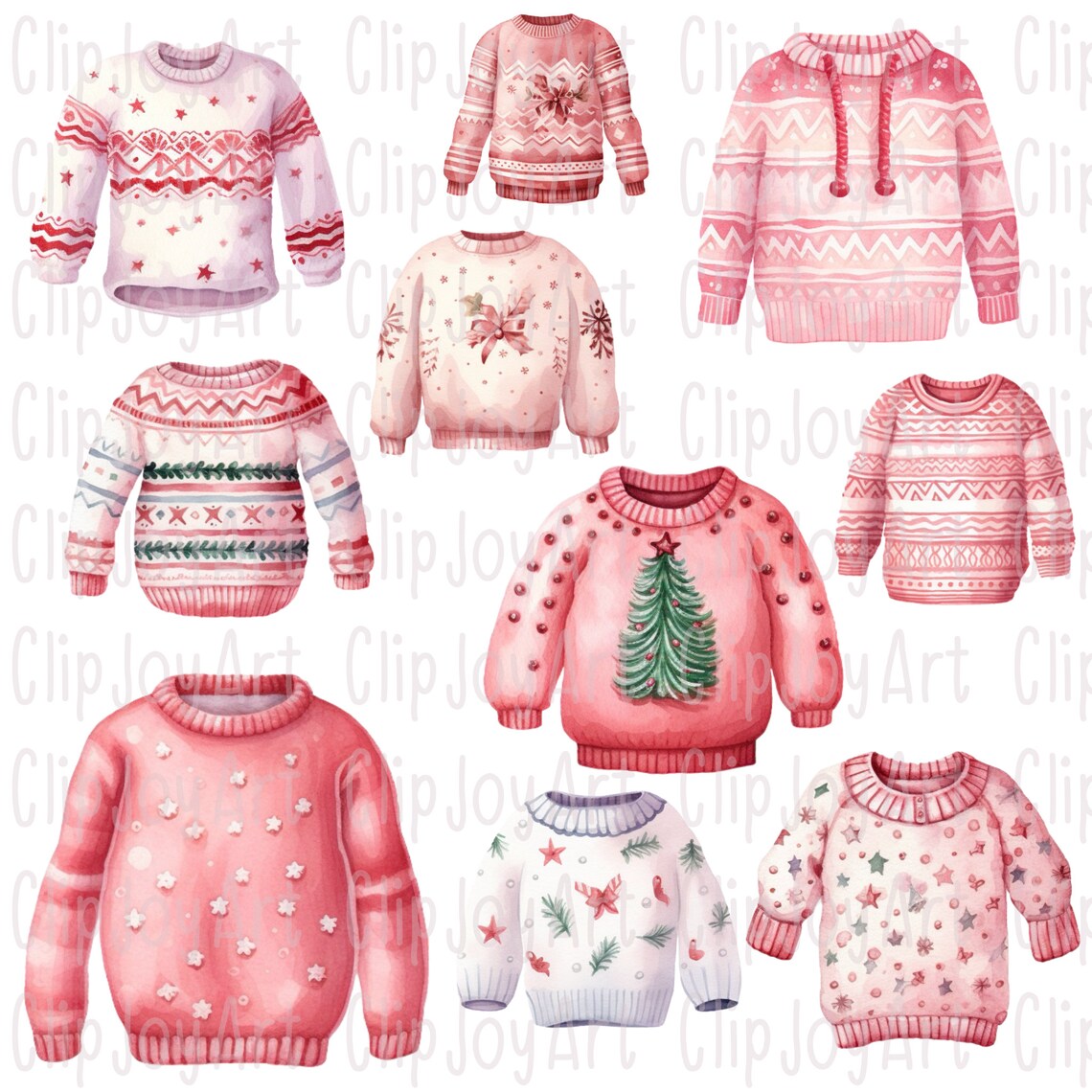 Clipjoyart Pink Christmas Sweaters Winter Holiday Wear Clip Art ...
