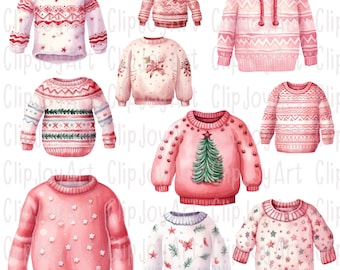 Clipjoyart Pink Christmas Sweaters Winter Holiday Wear Clip Art ...