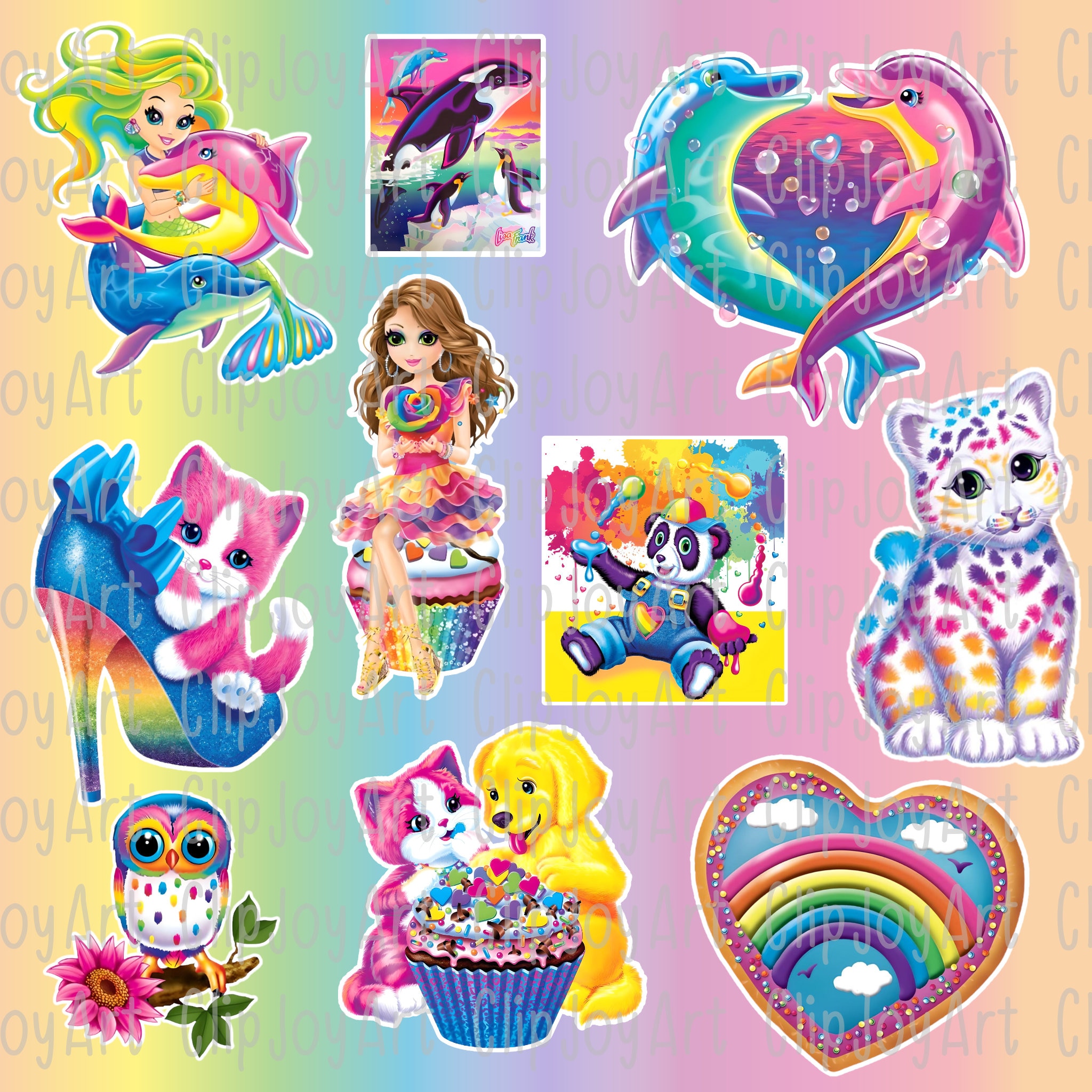 90s Nostalgia Rainbow PNG Bundle Lisa Frank Inspired Bright Vibrant ...