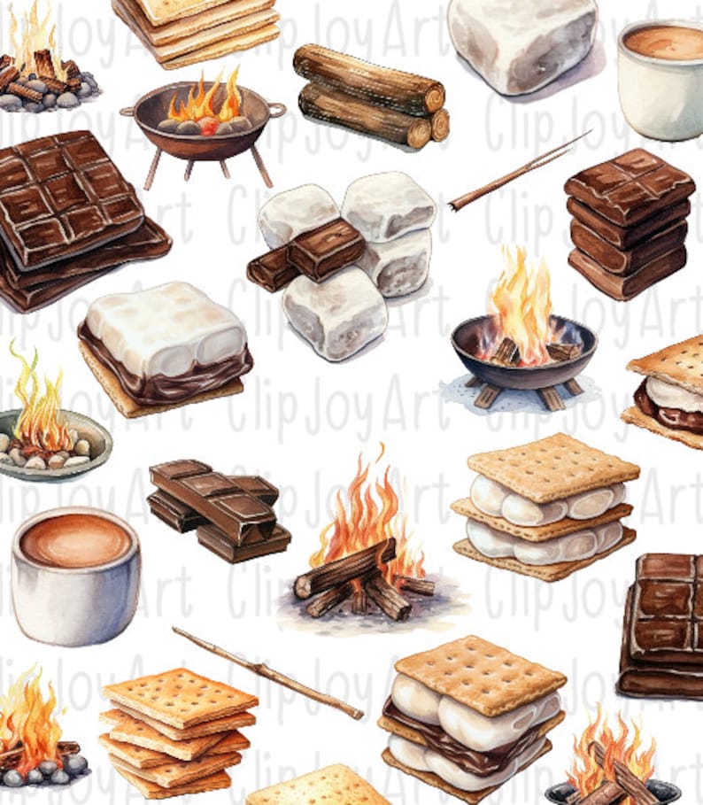 Clipjoyart S’mores Chocolate Campfire Marshmallow Clip Art Transparent ...