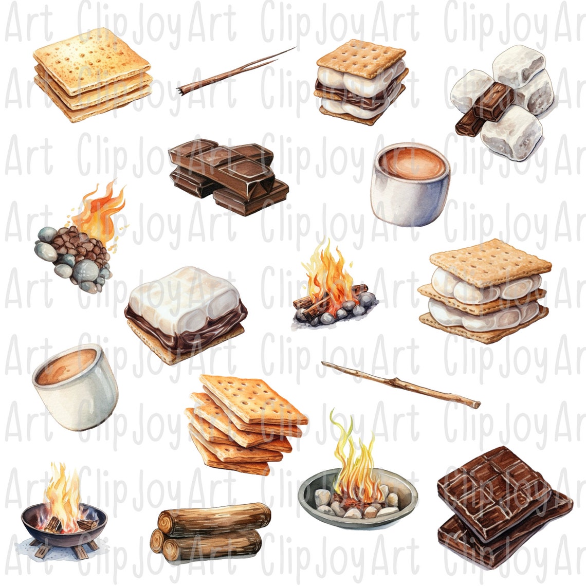 Clipjoyart S’mores Chocolate Campfire Marshmallow Clip Art Transparent ...