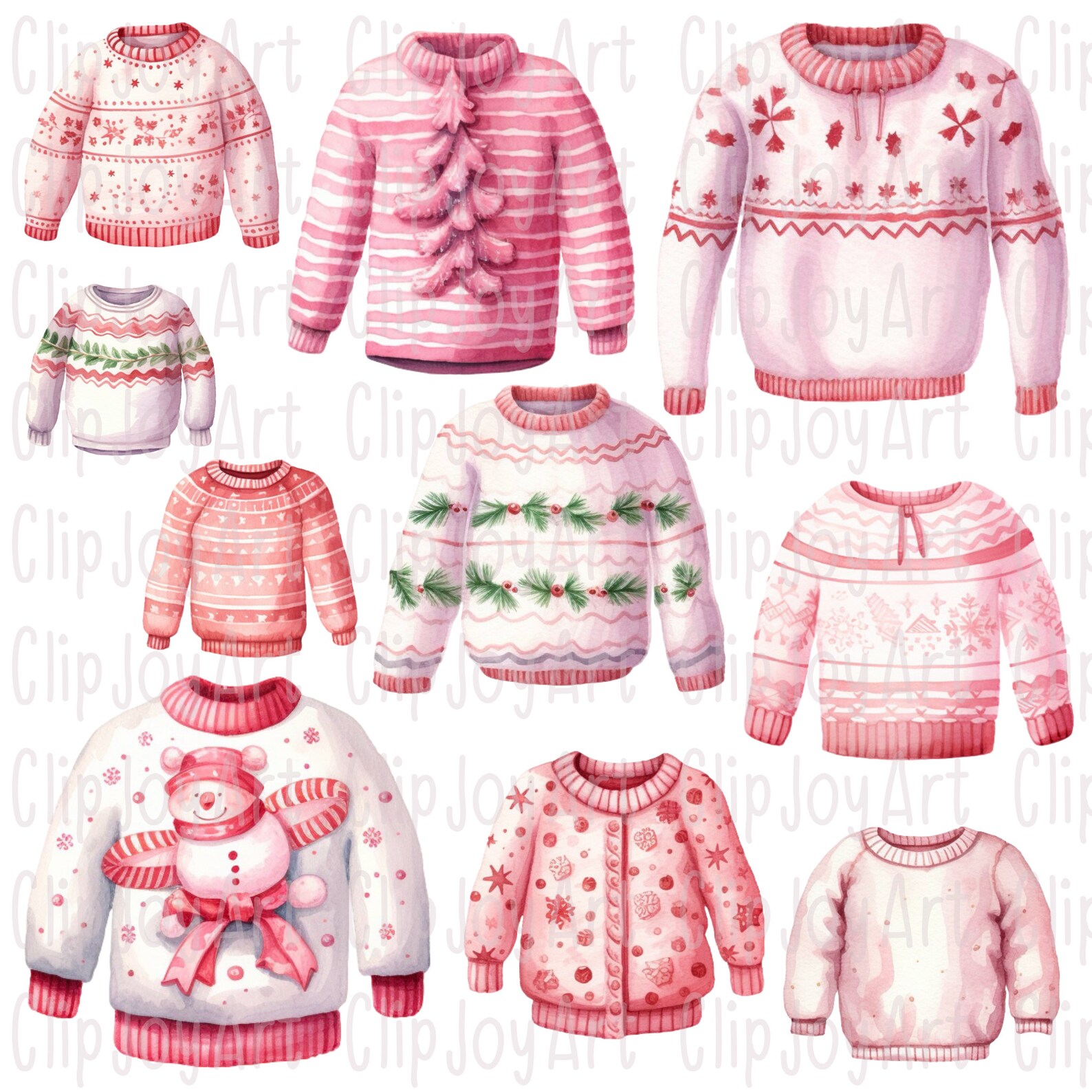 Clipjoyart Pink Christmas Sweaters Winter Holiday Wear Clip Art ...