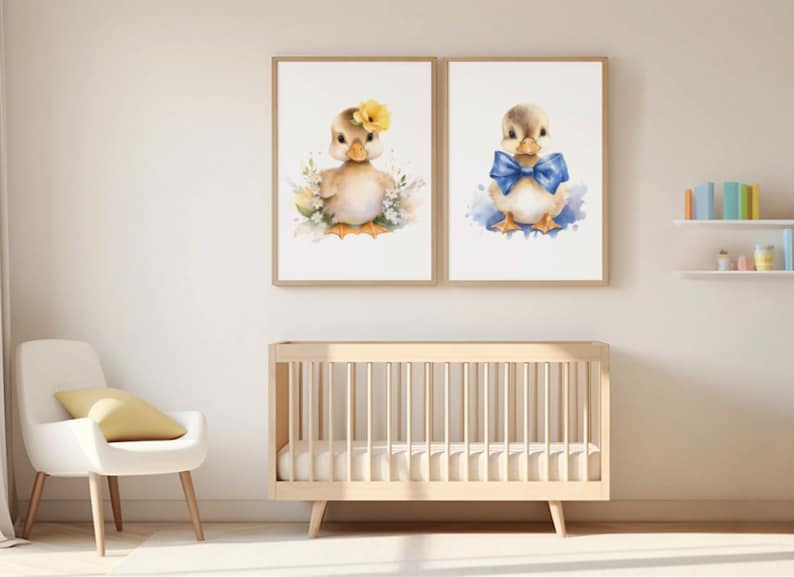 Adorable Baby Goose Nursery Wall Art for Boys and Girls, Twins ...