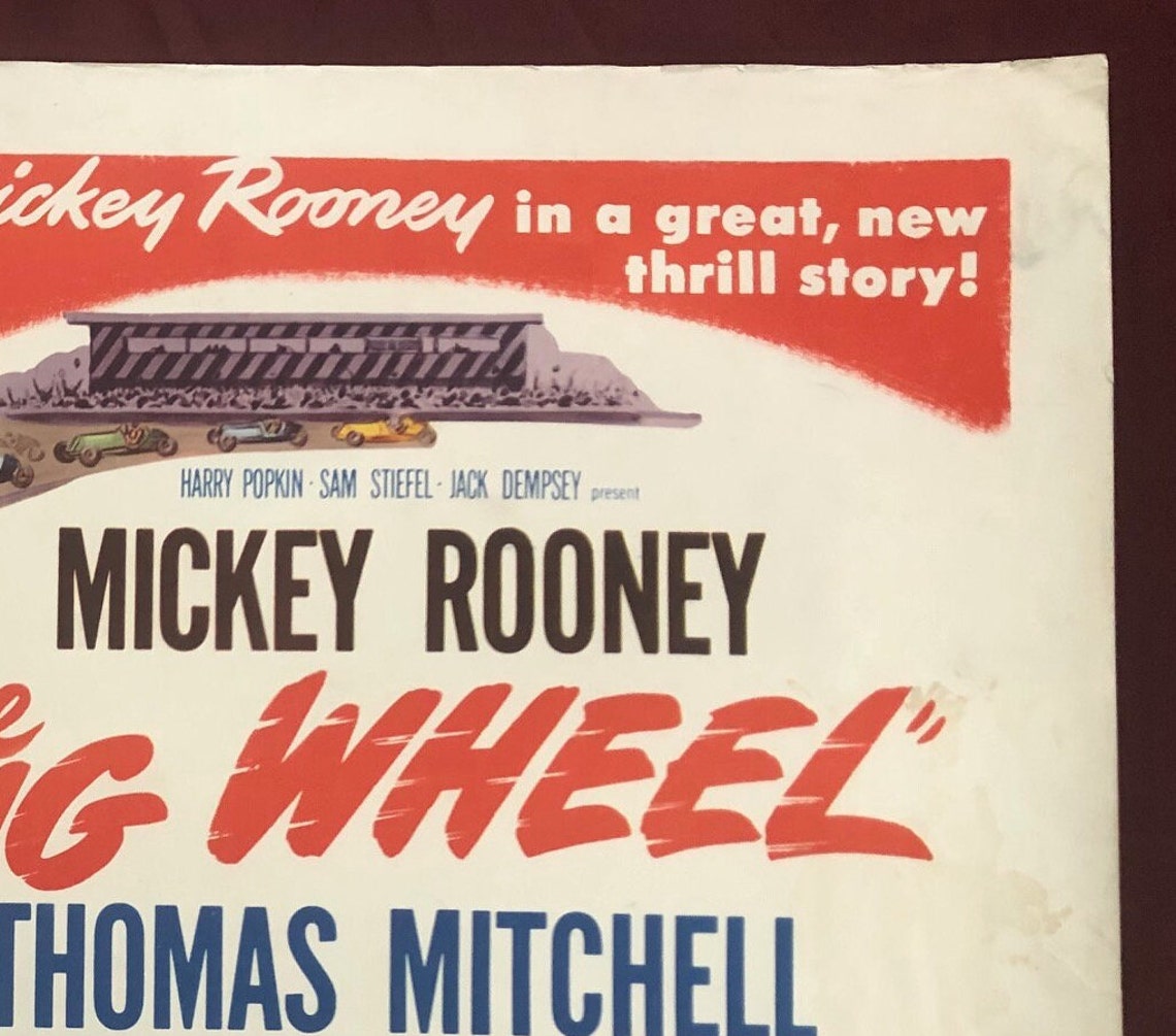 BIG WHEEL Movie Poster Half Sheet 1949 Mickey Rooney Race Cars ...