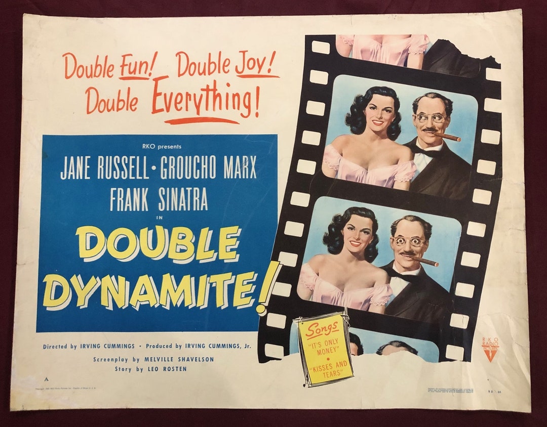 DOUBLE DYNAMITE Movie Poster Half Sheet 1952 Groucho Marx Jane Russell ...