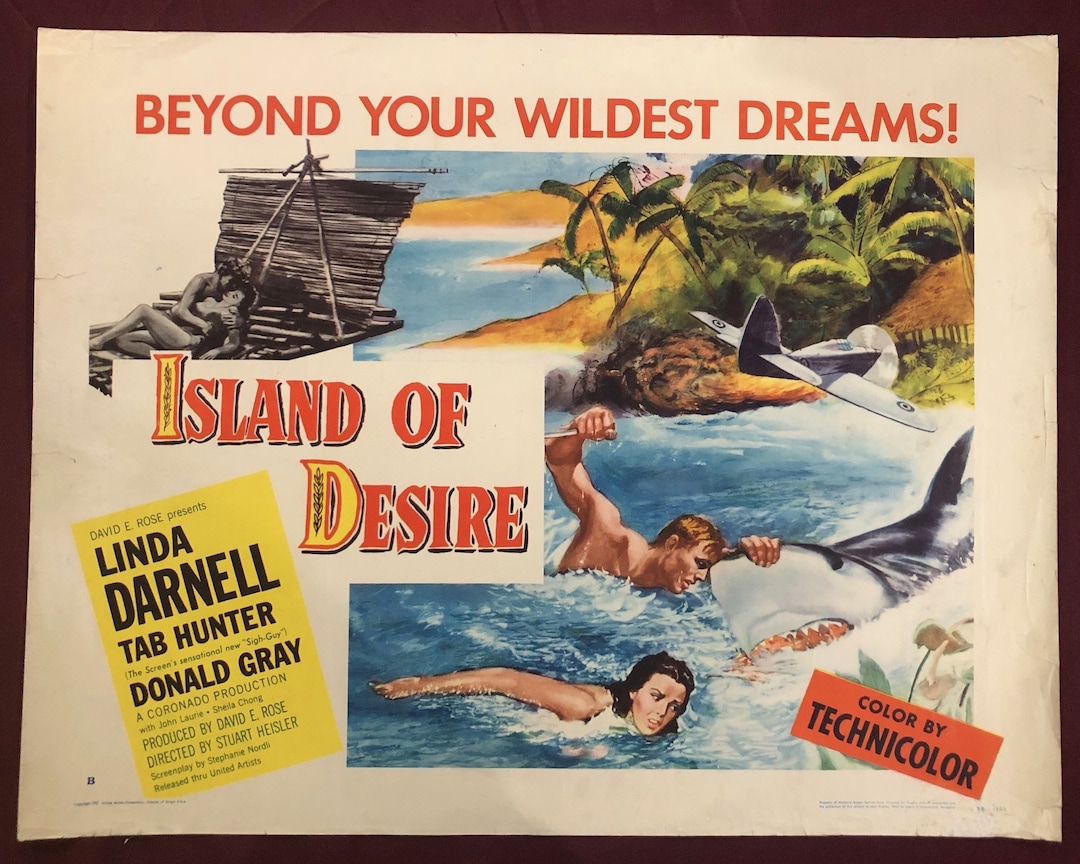 ISLAND OF DESIRE Movie Poster Half Sheet 1952 Linda Darnell Tab Hunter ...