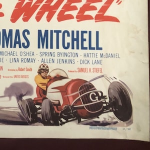 BIG WHEEL Movie Poster Half Sheet 1949 Mickey Rooney Race Cars ...