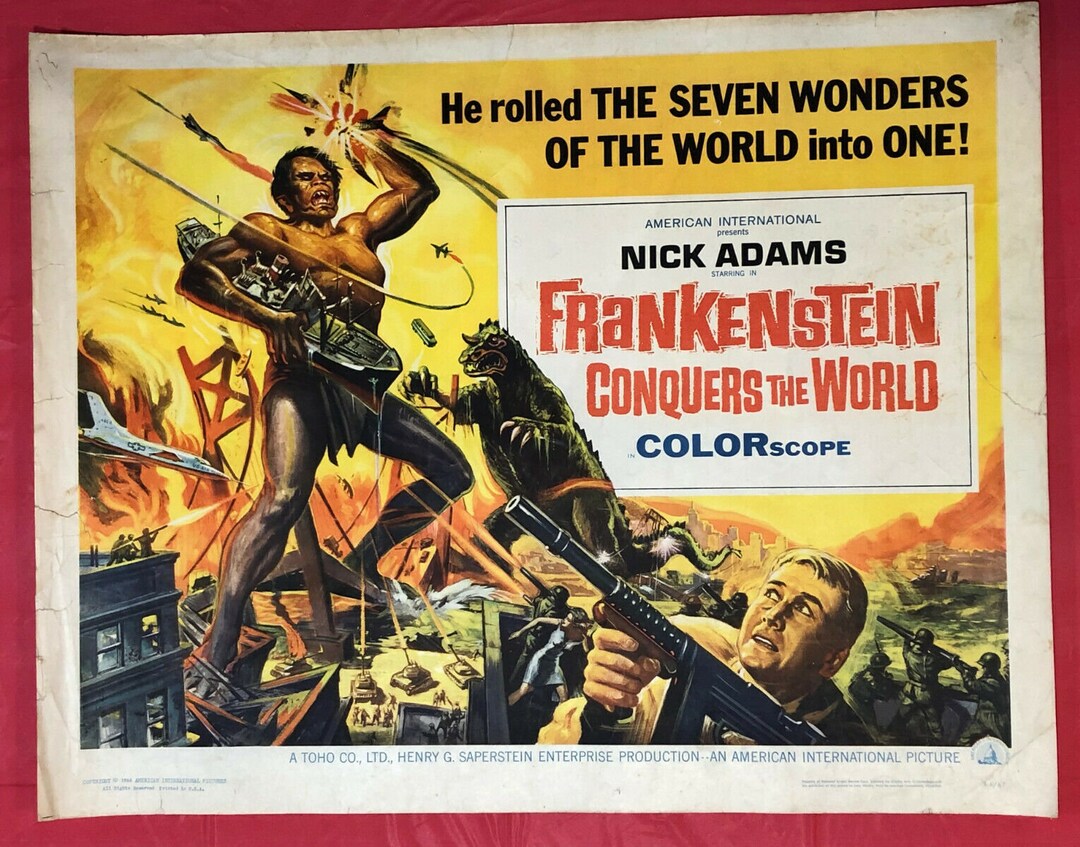FRANKENSTEIN CONQUERS the WORLD Movie Poster Half Sheet 1966 Nick Adams ...