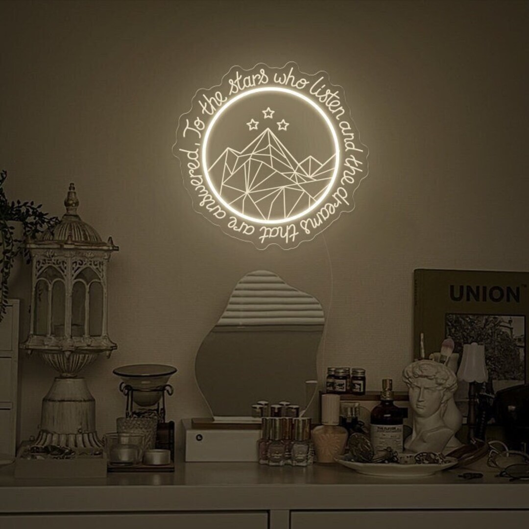 ACOTAR Night Court Neon Sign, Mountain With Stars, to the Stars Who ...