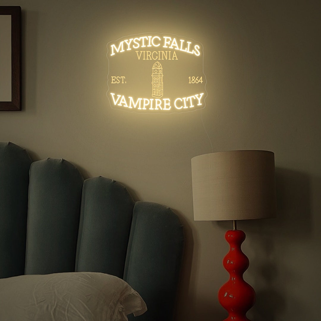 Mystic Falls Neon Sign, Salvatore Wall Decor, Vampire Diaries Inspired ...
