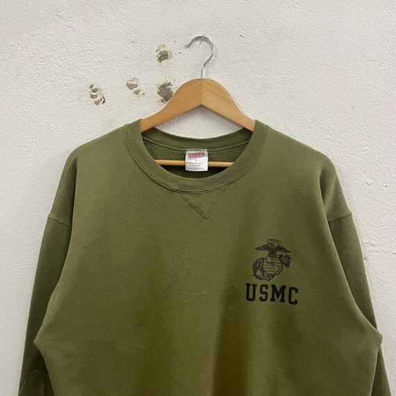 Vintage USMC Army Miltary Soldier Logo Crewneck Pullo… - Gem
