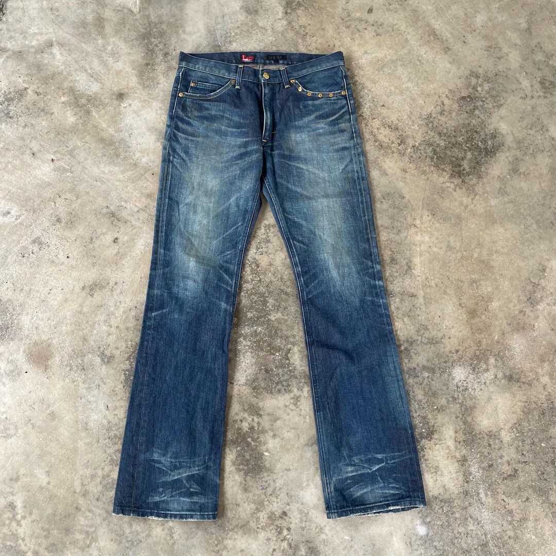 Vintage Lee Japan Made Stoned Washed Regular Straight Cut Distress ...