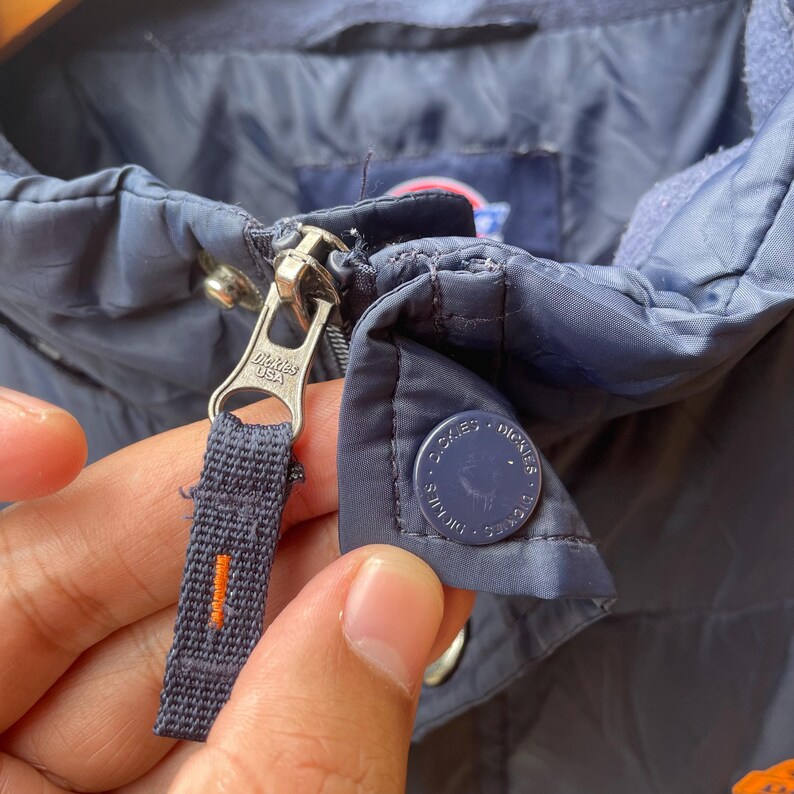 Vintage Dickies Embroidered Small Logo Full Zipper Buttons Puffer Down ...